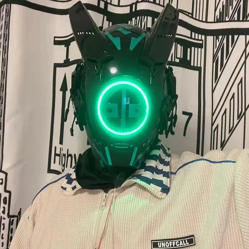 Cyberpunk Mask Metaverse Style Cosplay LED Kamen Rider Props Jedi Order ...
