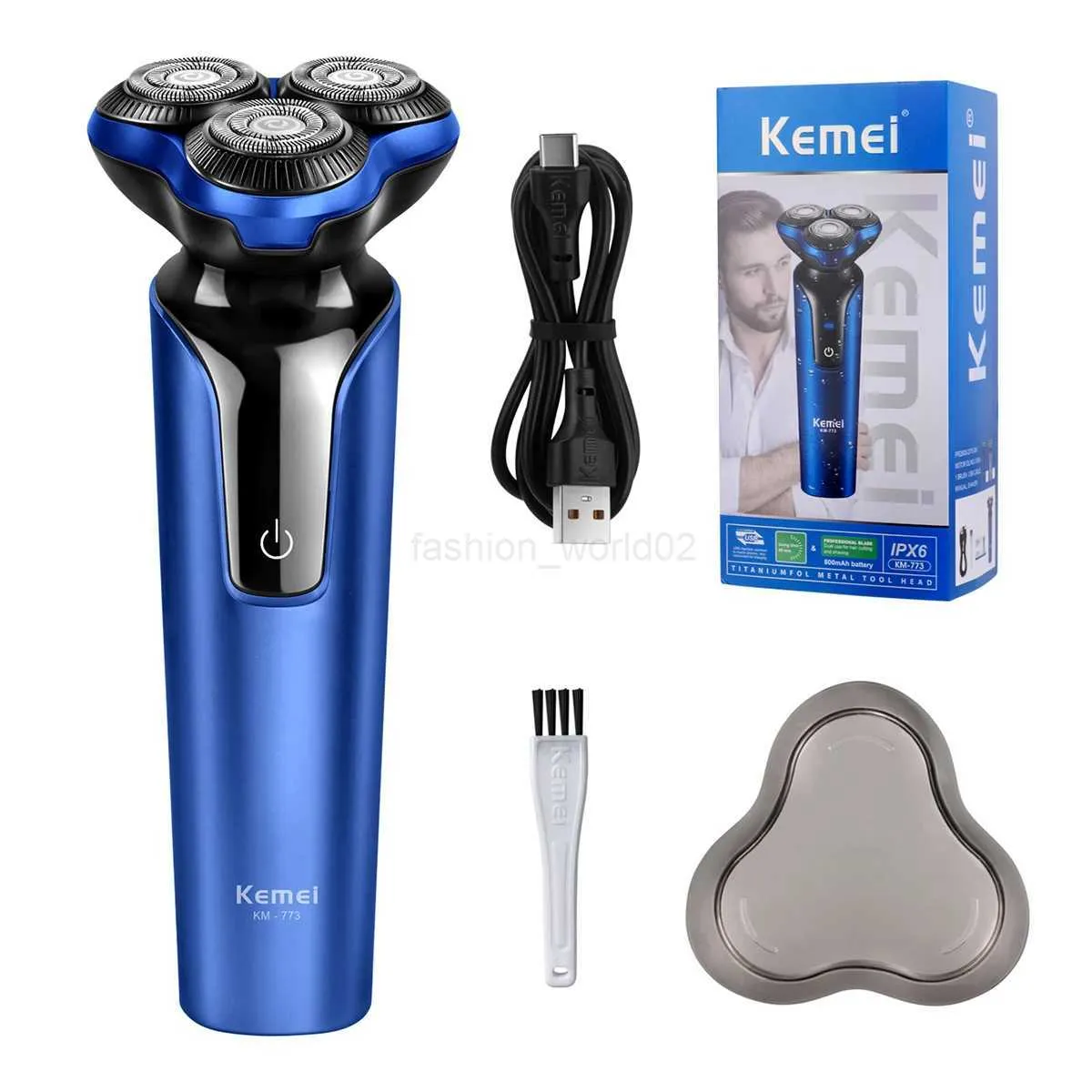 Kemei KM 773 Mens Corded Electric Shavers With 3 Trimmer Heads, Dry/Wet ...