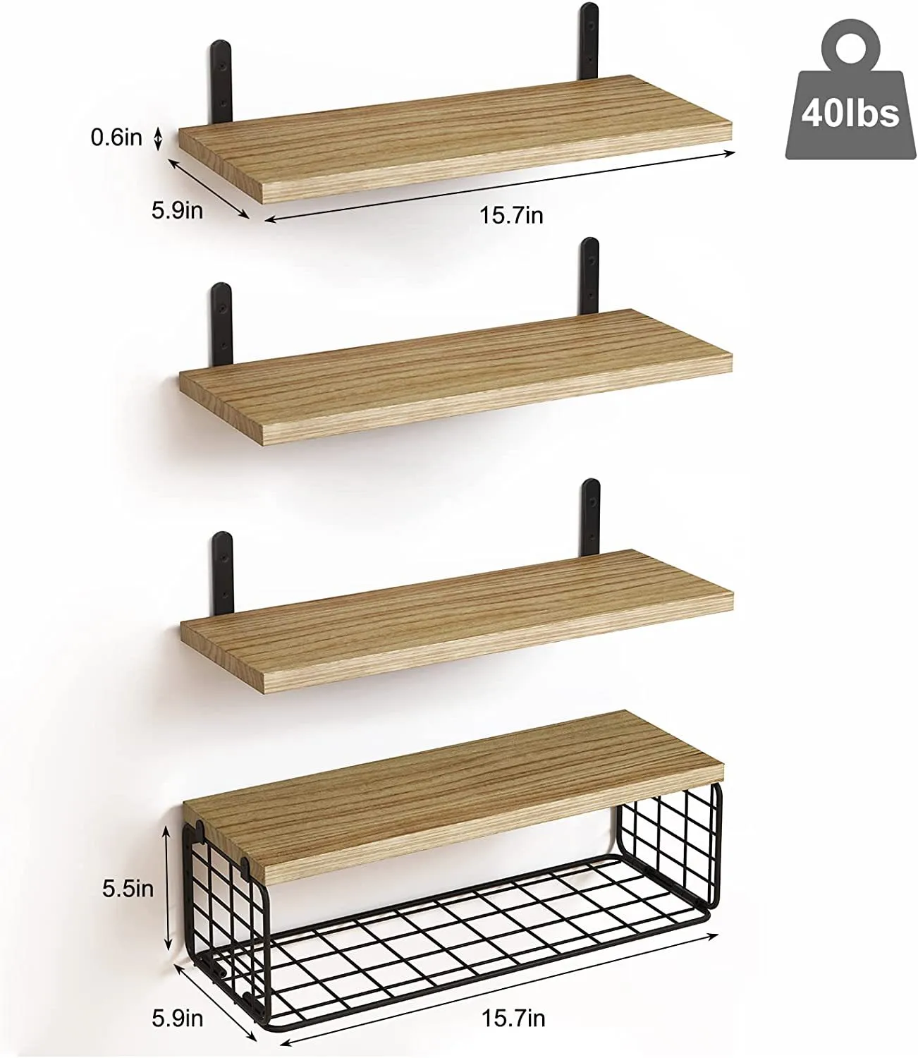 DHgate.com:Wall-Mounted Ironwood Multi-Shelf Storage Rack for Kitchen ...