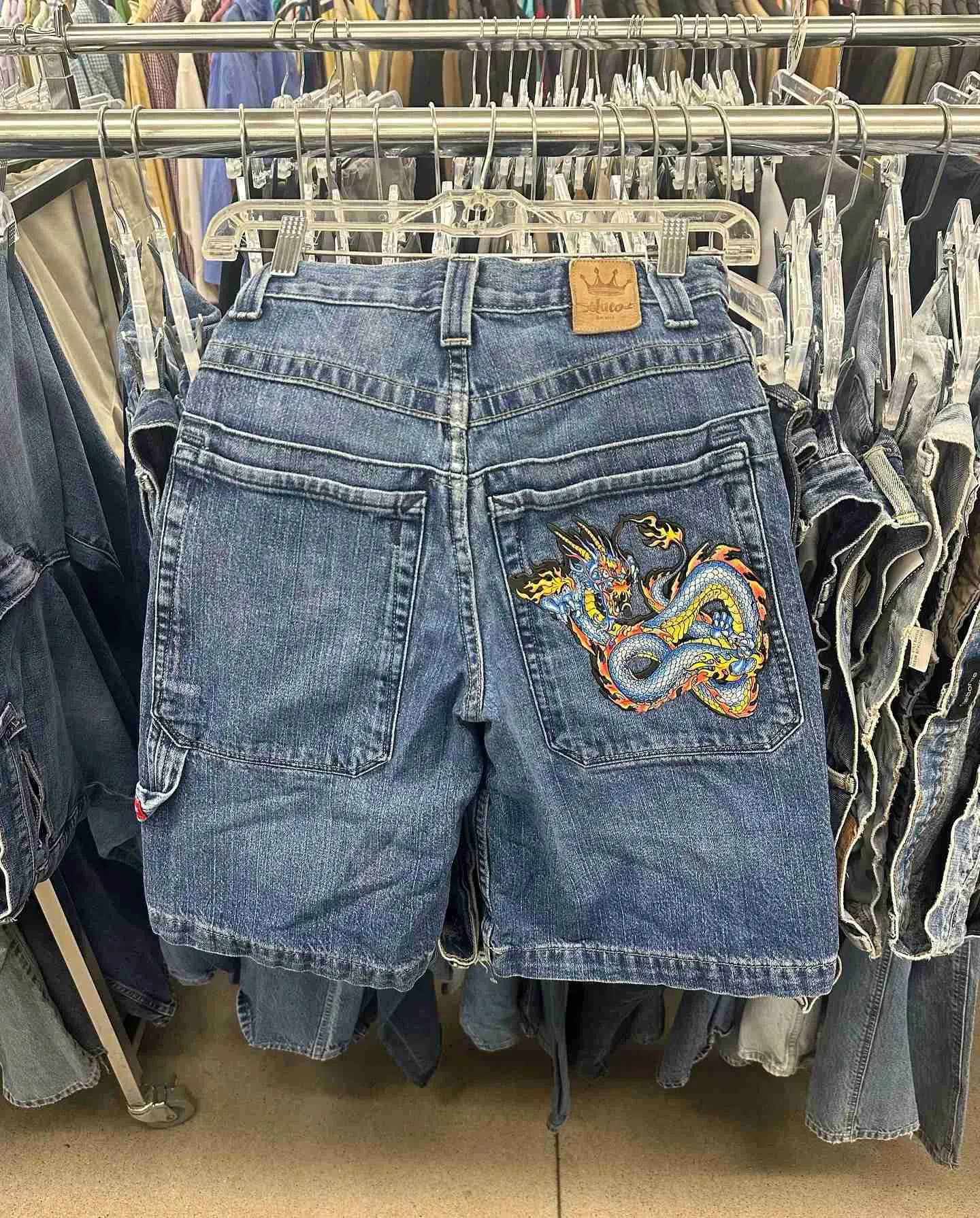 Men's Wide Leg Denim Shorts - Baggy Hip Hop Jorts, Retro Blue, Gothic ...