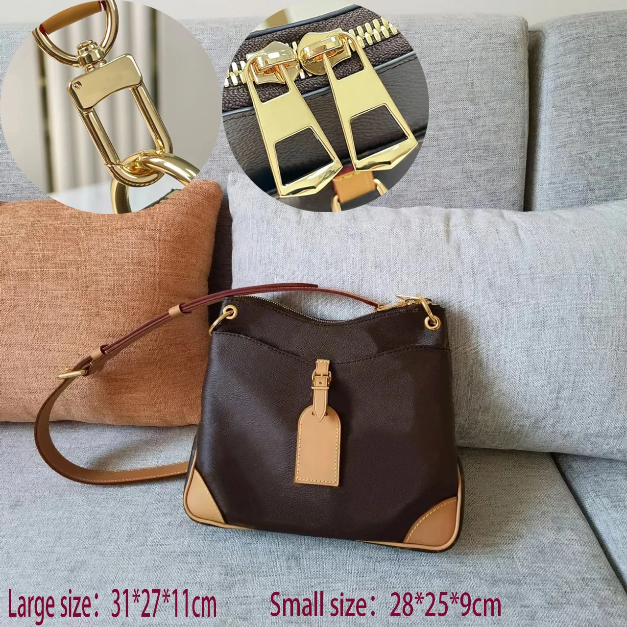 Designer Shoulder Bag Real Leather & Canvas Womens... From ...