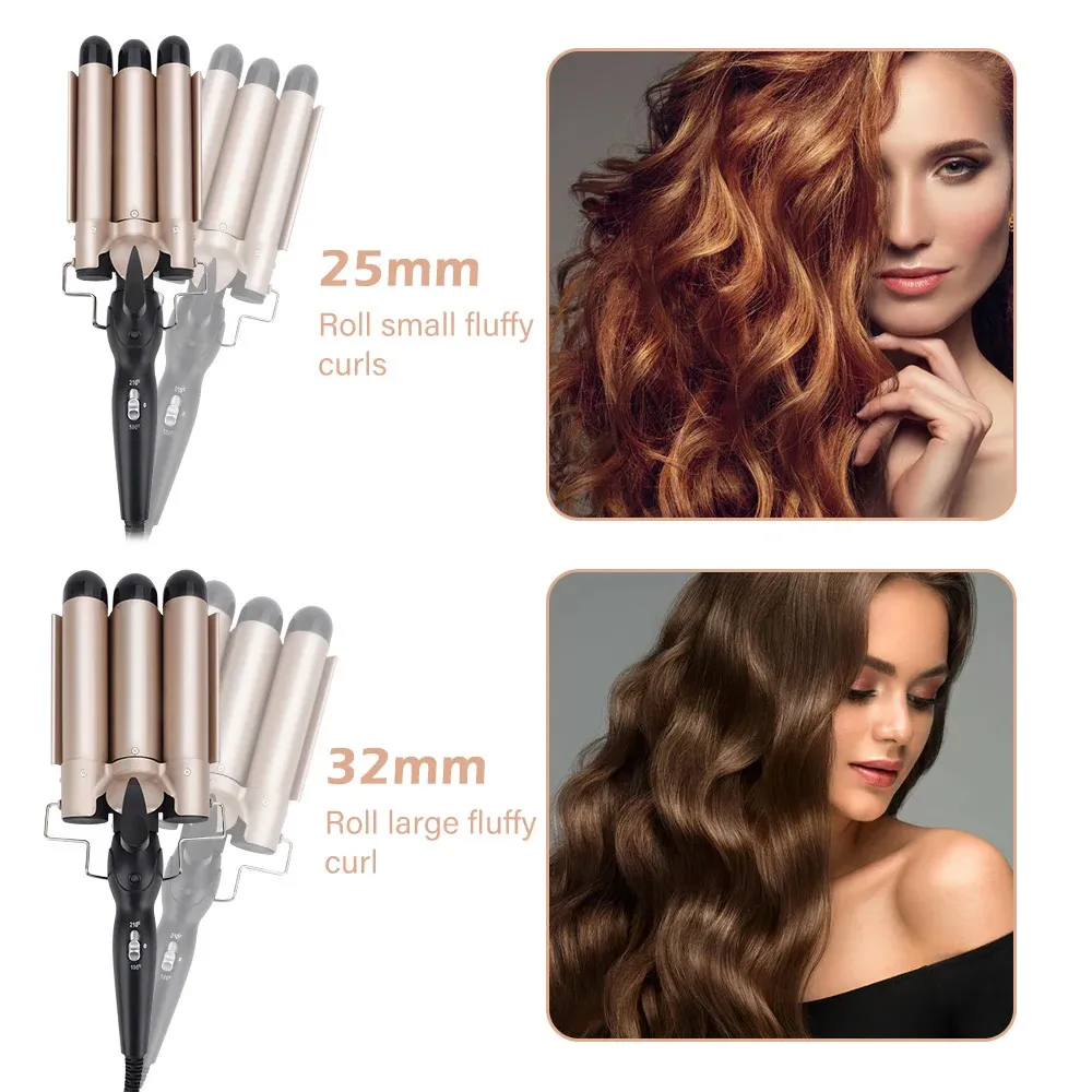 Triple Barrel Hair Curler: Achieve Effortless Waves | 25/32mm Ceramic ...