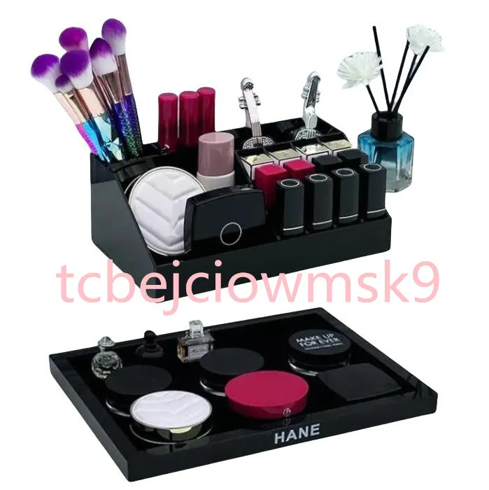 DHgate.com:Luxury Black 2-Piece Set Makeup Organizer Tray & Storage Box ...