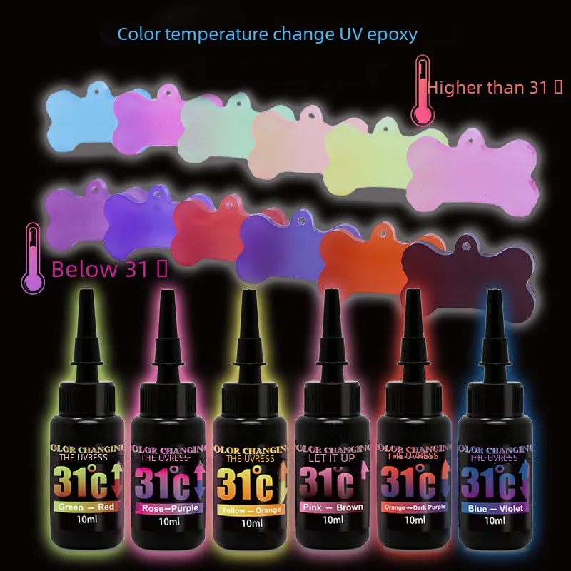 Temperature-Changing Epoxy DiyLiquid highlight UV Glue - 31 Degree Hand ...