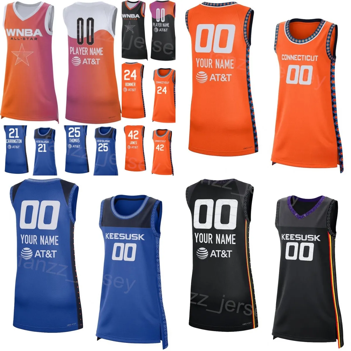 Printed 24 25 WNBA Connecticut Sun Women Basketball Jerseys for Adult ...