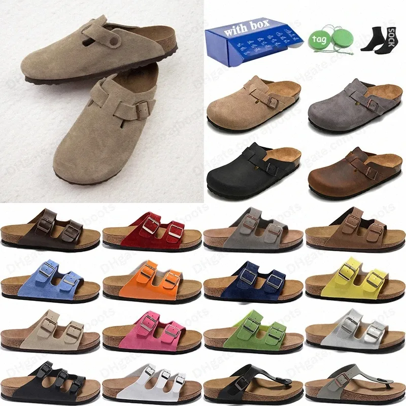 Clog Sandals Taupe Comfort Slides Unisex Suede Upper With Soft Footbed ...