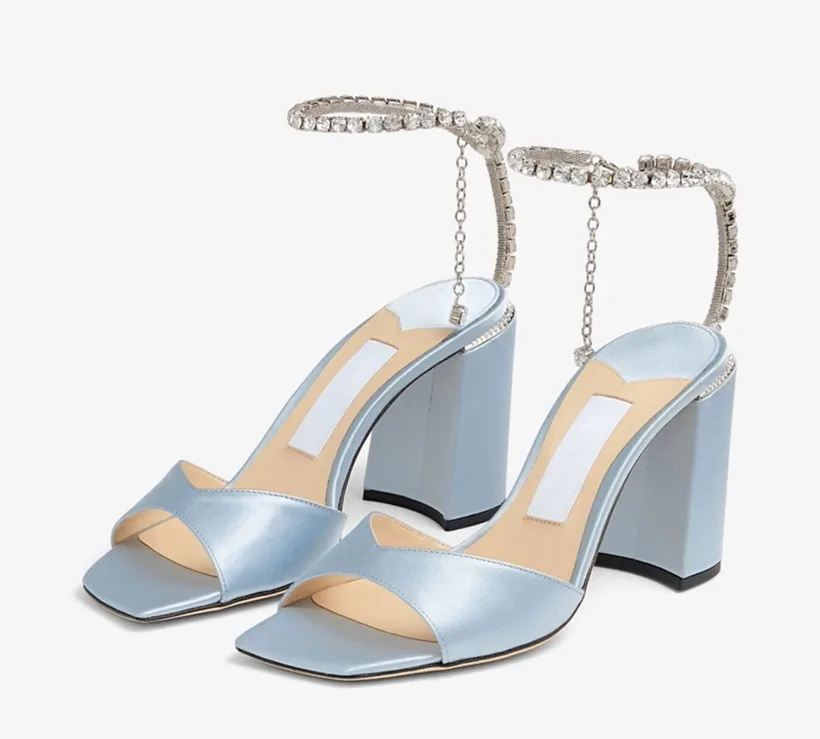 Fashion Ladies Sandals: Saeda Sandal/Bh 85 mm Pumps, Light Blue Satin ...
