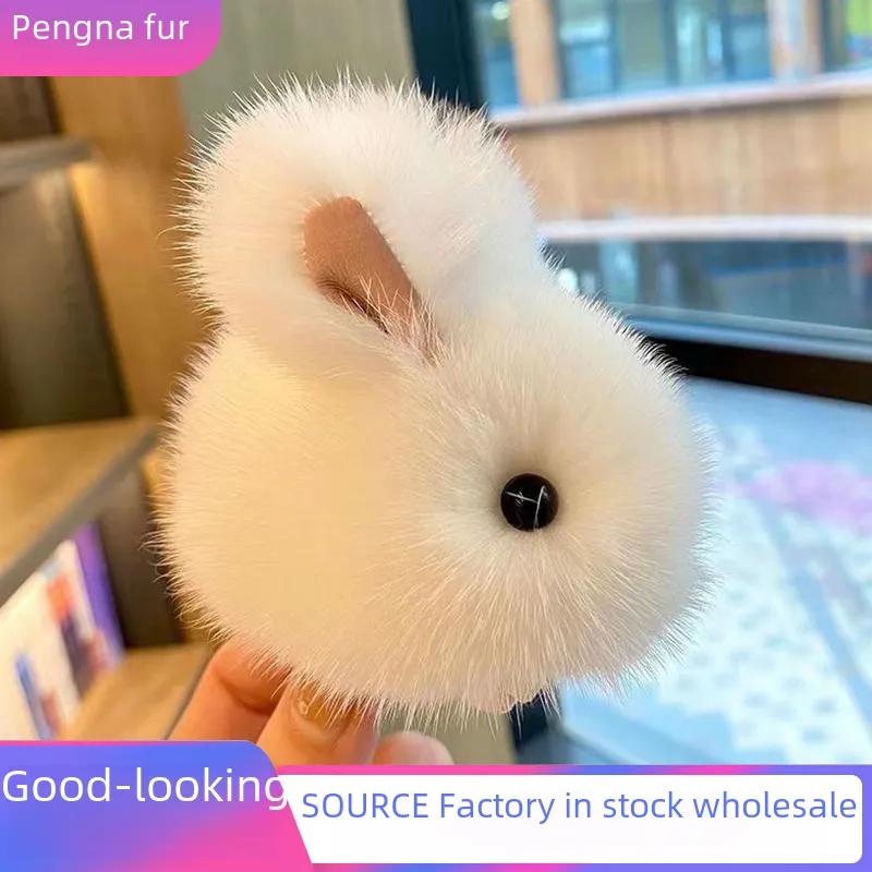 Cute Bunny Keychain: Faux Mink Fur Rabbit Mini Schoolbag Plush Pendant ...