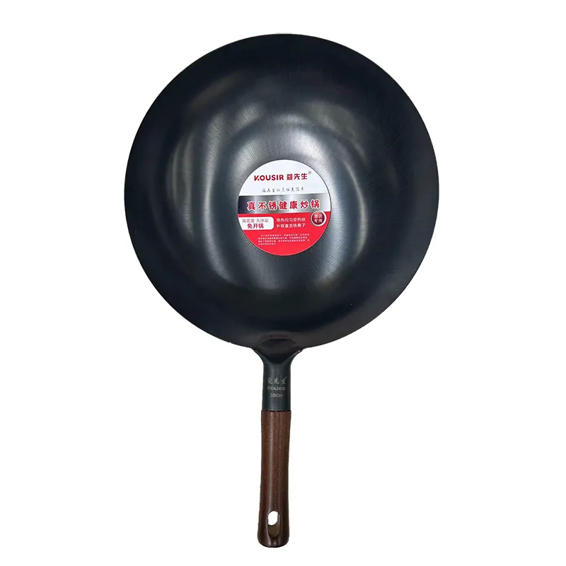 Uncoated Cast Iron Wok - Old-Fashioned Iron Pan for Stir-Frying ...