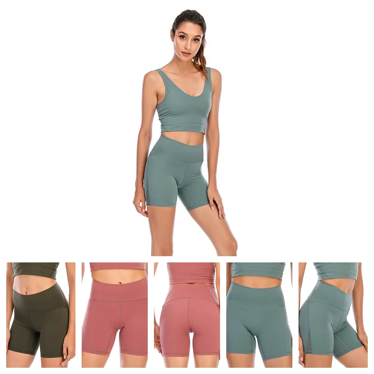 Breathable Mesh Splicing 4 Point Seamless Yoga Shorts For Women Nude Feel, Tight Fit, High Waist ...