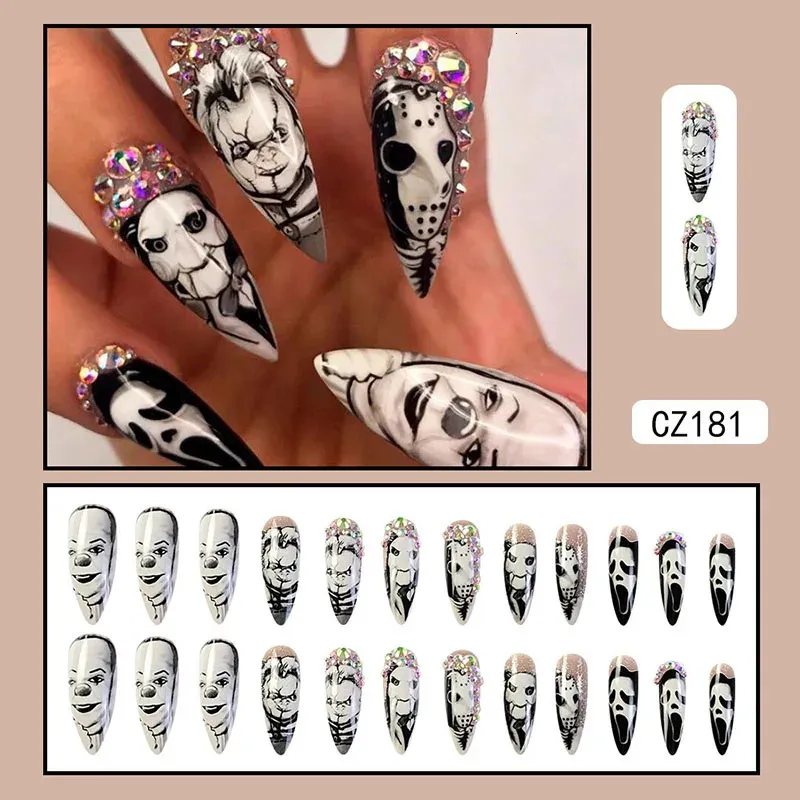 Horror Halloween Masks & Fake Nails Set - Dark & Weird Designs, Party ...