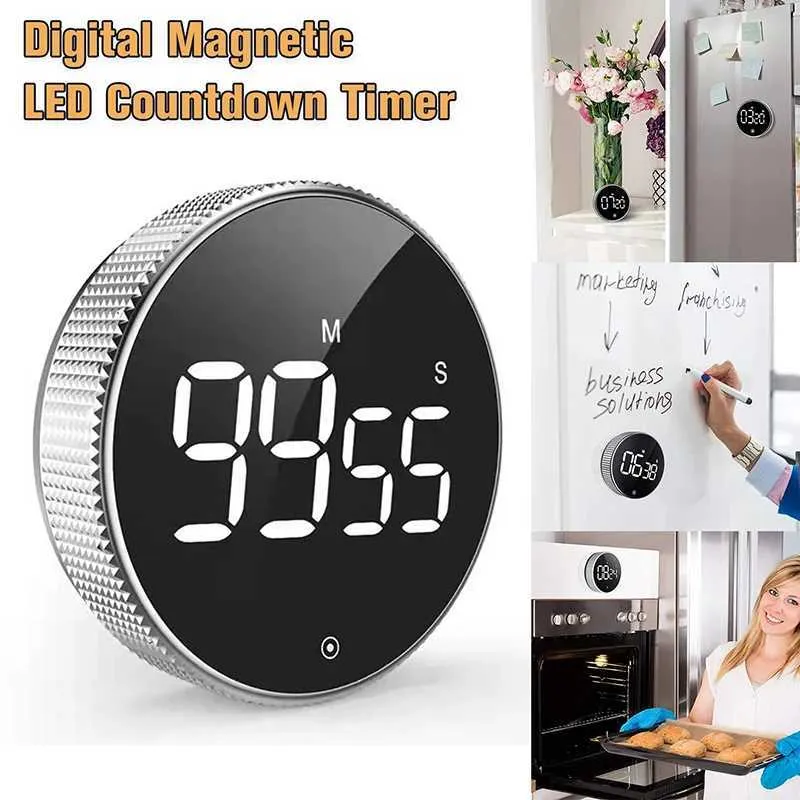 Magnetic Kitchen Timer - LED Digital Cooking Timer, Countdown/Stopwatch ...