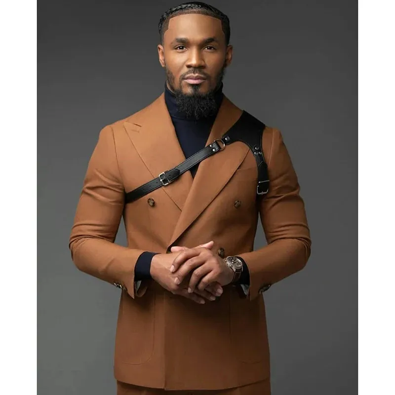 Brown Men Suits Blazer Wedding Suit Prom Slim Fit Groom Tuxedos Mens ...