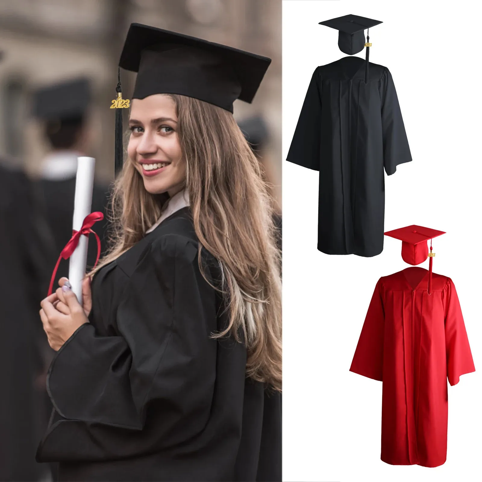 Graduation Gown Cap Set Adult Novel School Uniform For Unisex Girls ...