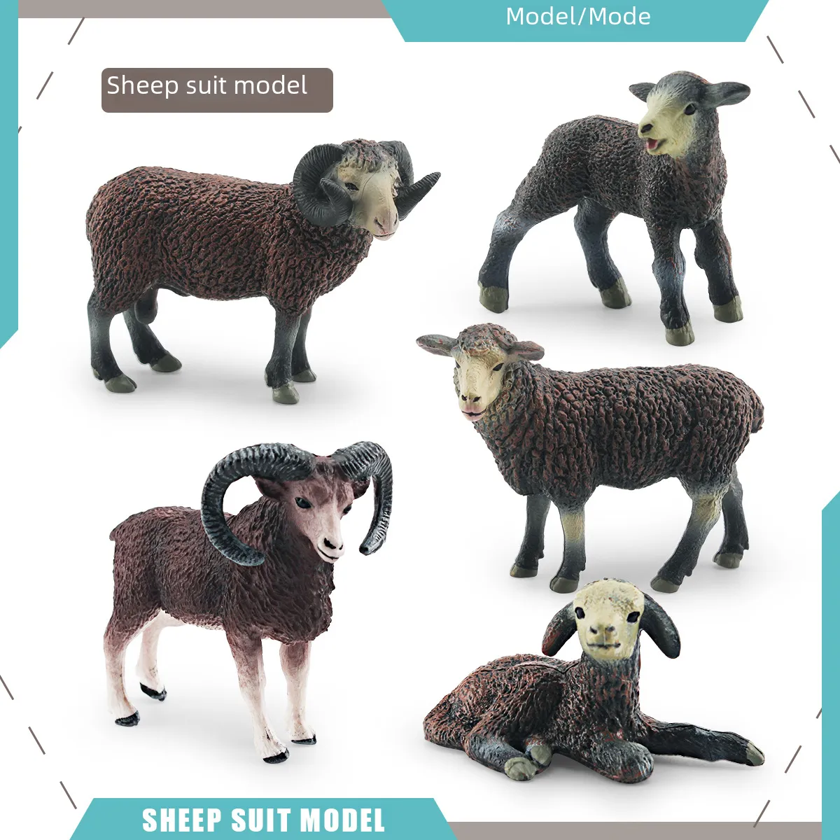 Wholesale PVC Sheep Toy Set Black Sheep Goat Lamb Models For Children's ...