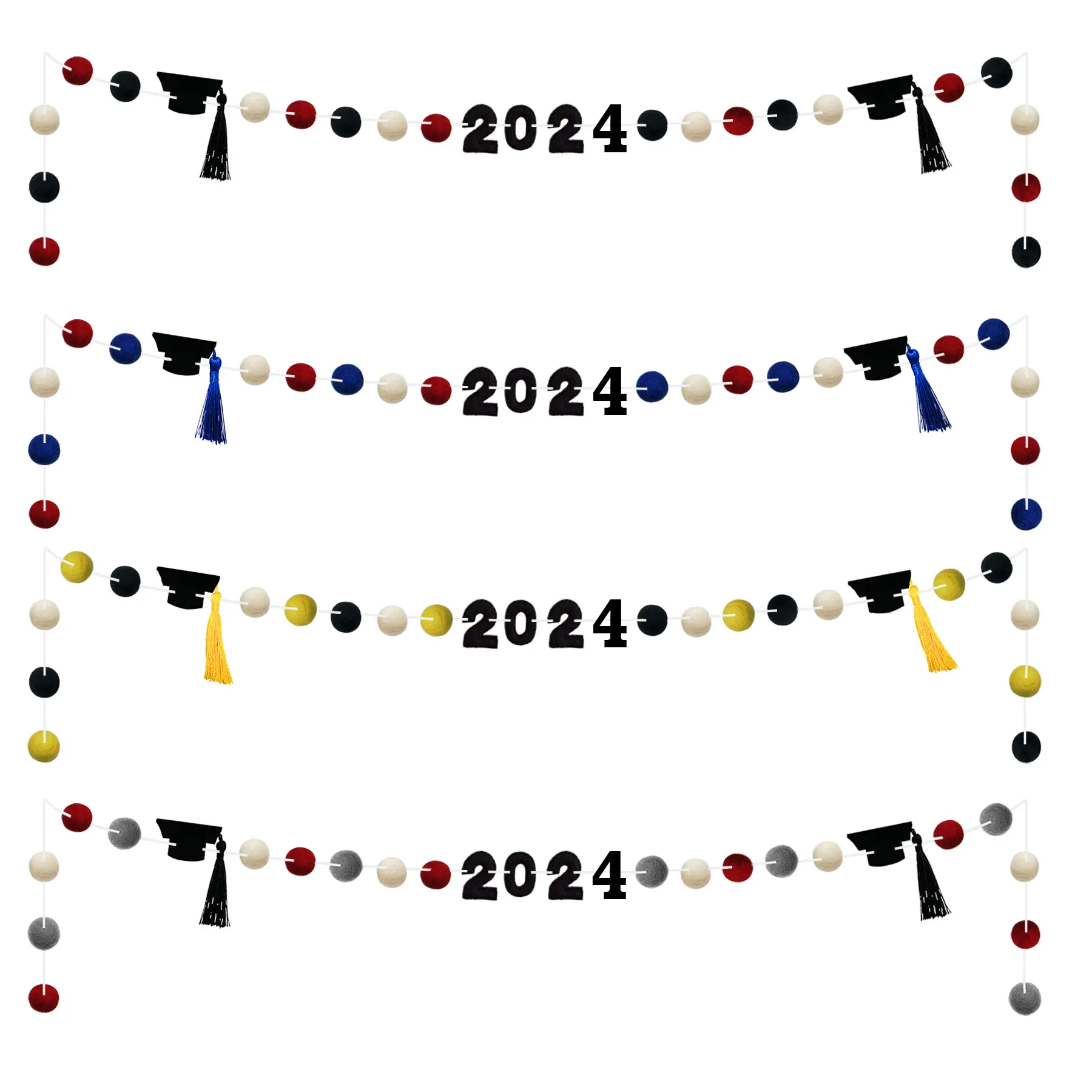 Graduation Party Decor: Wool Ball Tassel Garland Banner - Rustic ...