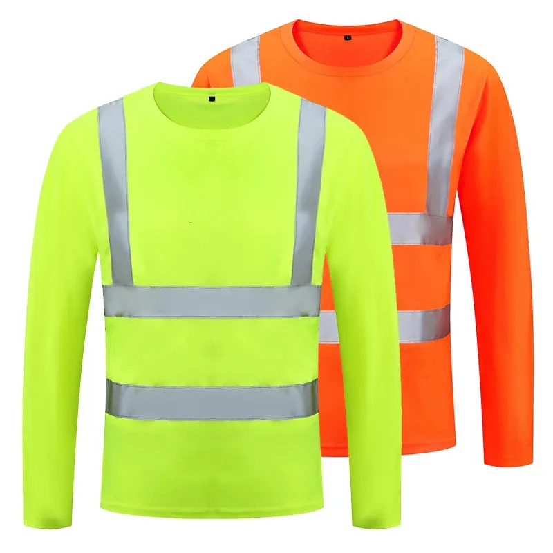 High Visibility Long Sleeve Reflective Safety Shirt - Fluorescent ...