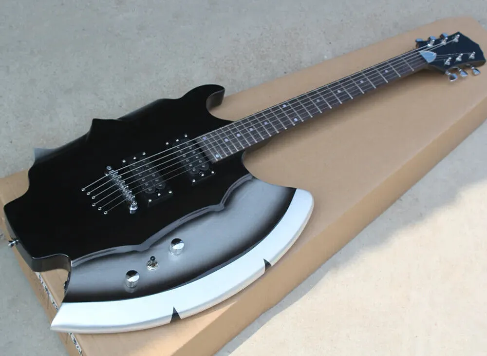 Premium Black Axe Black Electric Guitar With Humbuckers, Rosewood ...