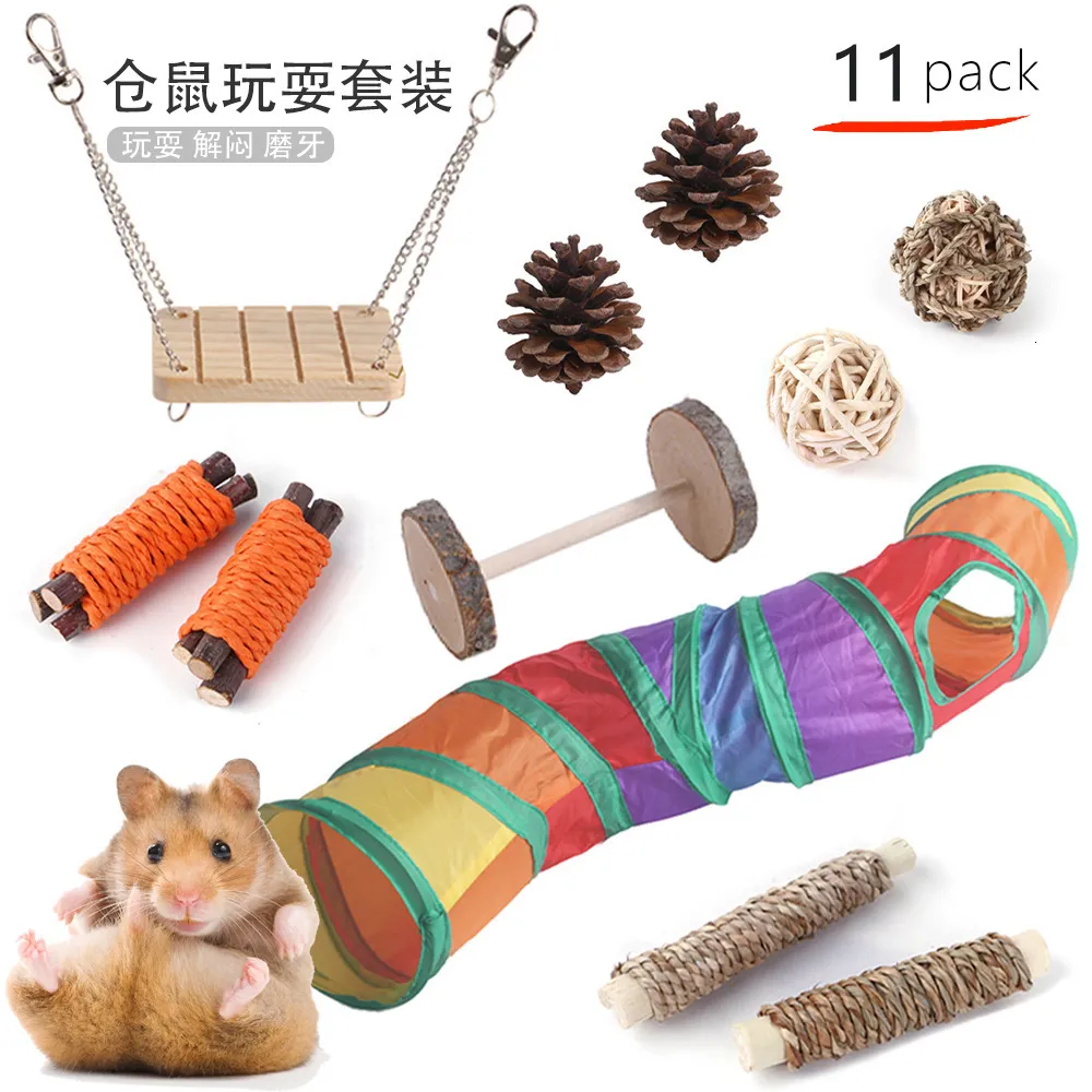 DHgate.com:Natural Wooden Hamster Toys Set - Teeth Grinding Chew Toys ...