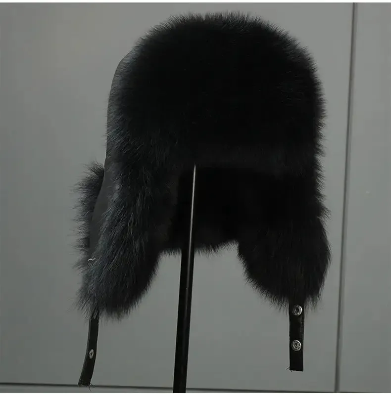 Faux Fox Fur Winter Lei Feng Hat with Ear Flaps, Warm Snow Caps ...