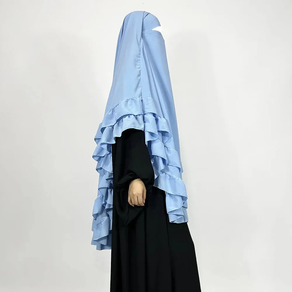 Elegant 2-Layer Chiffon Ruffle Khimar with Niqab - Perfect for Eid ...