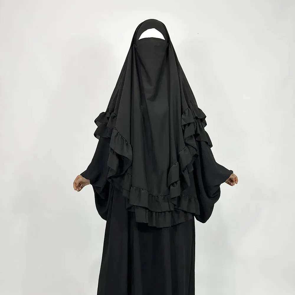 Elegant 2-Layer Chiffon Ruffle Khimar with Niqab - Perfect for Eid ...