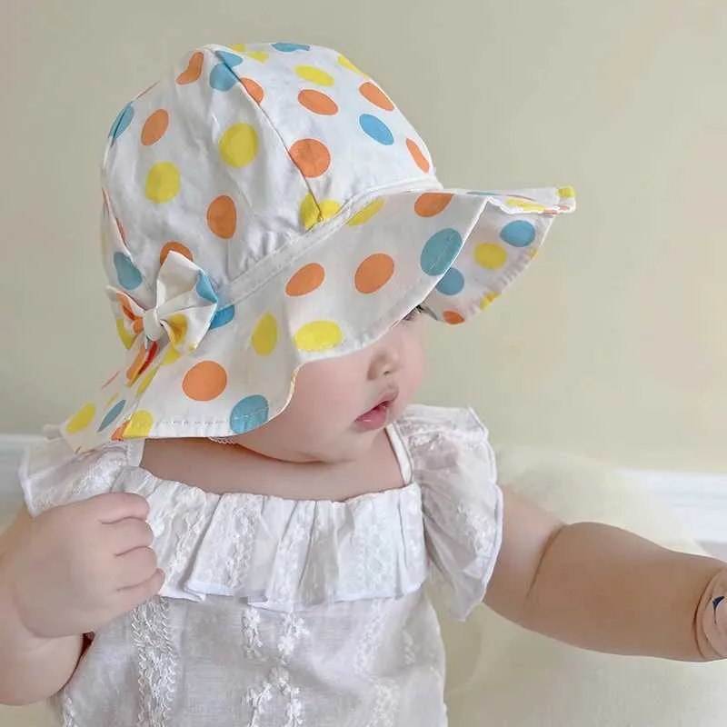 Summer Baby Sun Hat: Cute Wide Brim, Dot Bowknot Panama for Infant ...