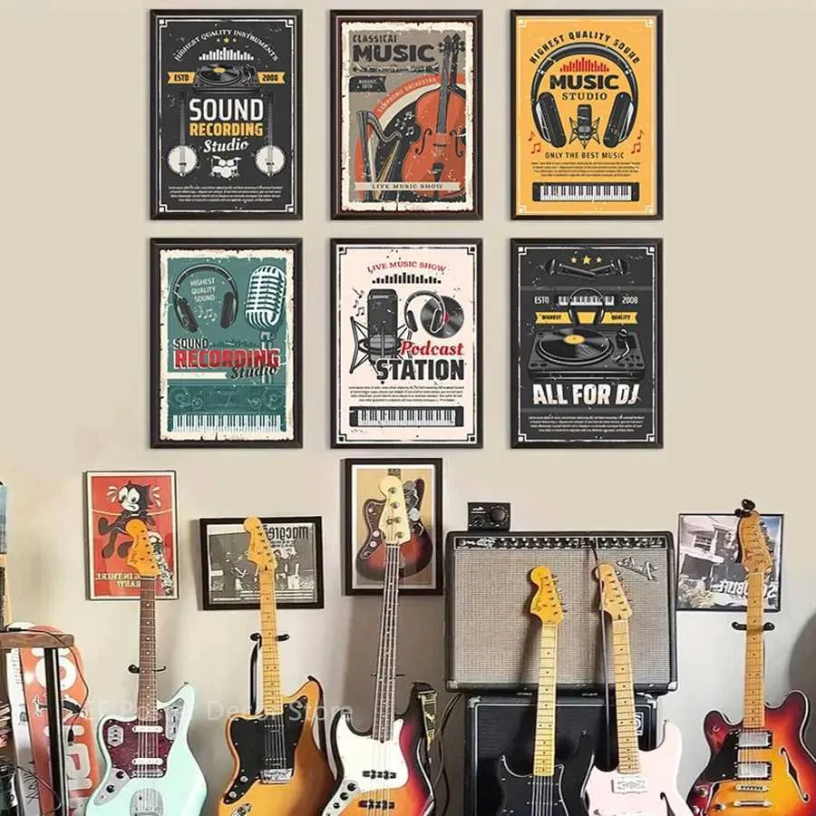 Retro Music Recording Studio Poster Aesthetic Prints For Sound Room ...