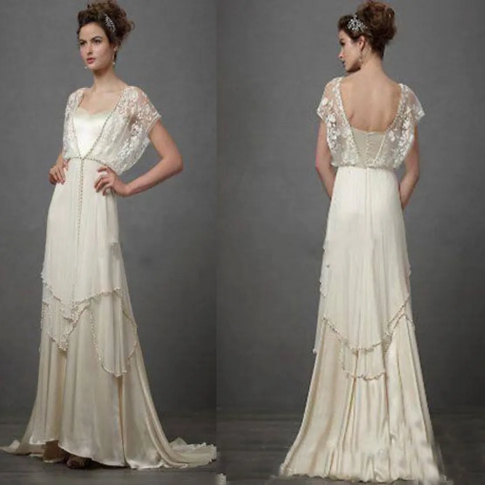 Vintage Ivory 1920s Boho Lace Wedding Dress With Sleeves Catherine ...