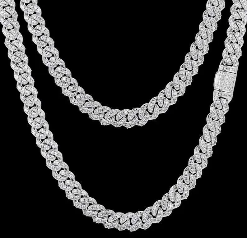 8mm Customizable Sterling Silver Iced Out Moissanite Diamond Cuban ...