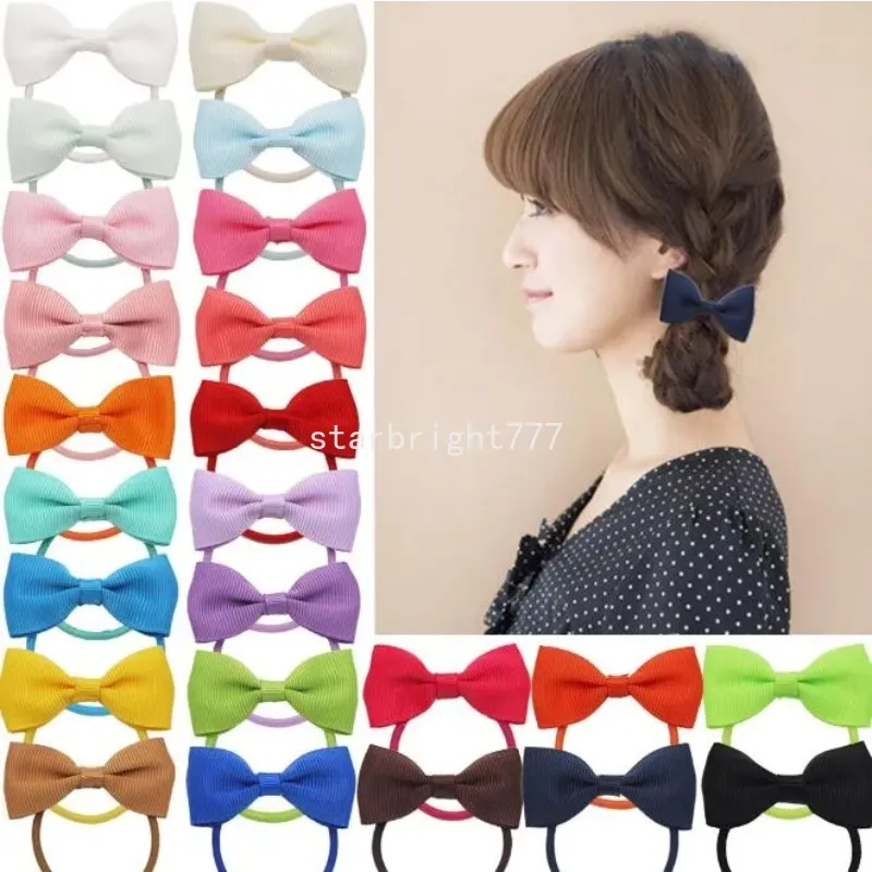 Girls' Hair Bowknot Elastic Ties: Baby Hair Rope with Grosgrain Ribbon ...