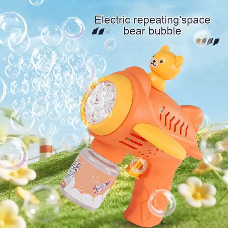Little Bear Bubble Gun Automatic Bubble Soap Blower With Light For Kids ...