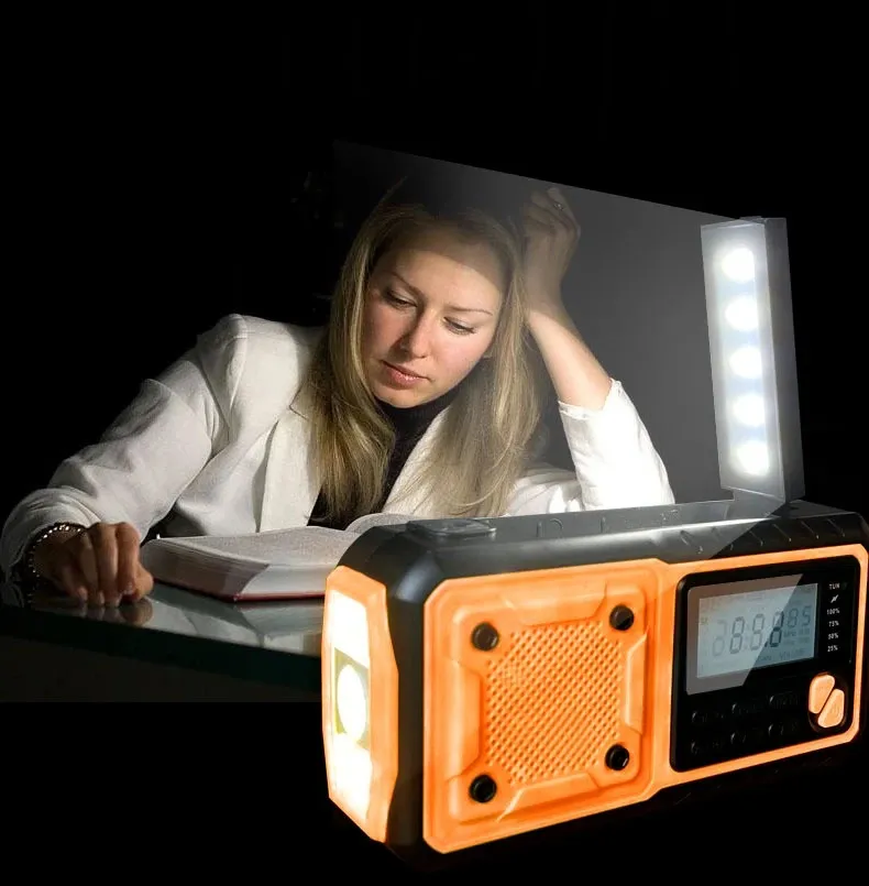 Solar Hand Crank Radio & Emergency Flashlight Torch - 4000mAh USB ...