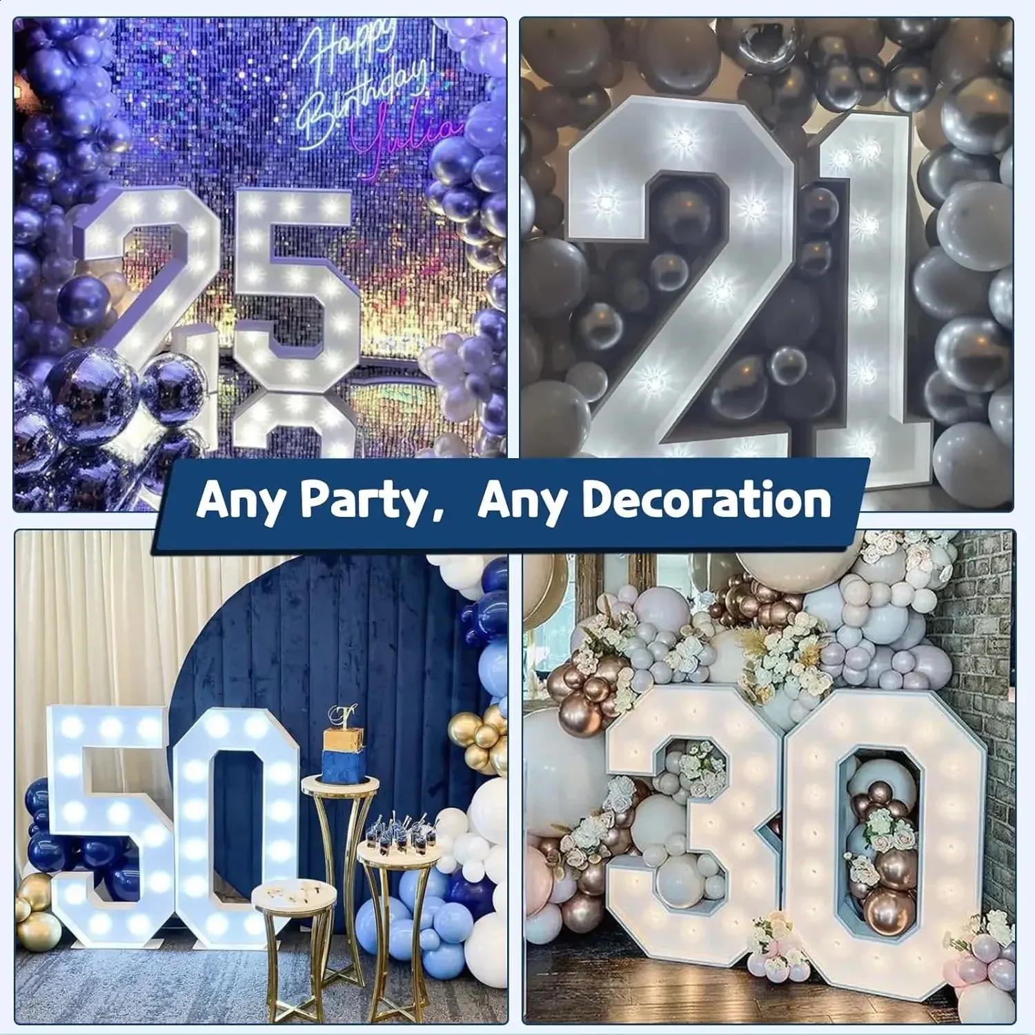 DIY Light Up Number Frames - 4FT/3.3FT Mosaic Balloon Number Kit for ...