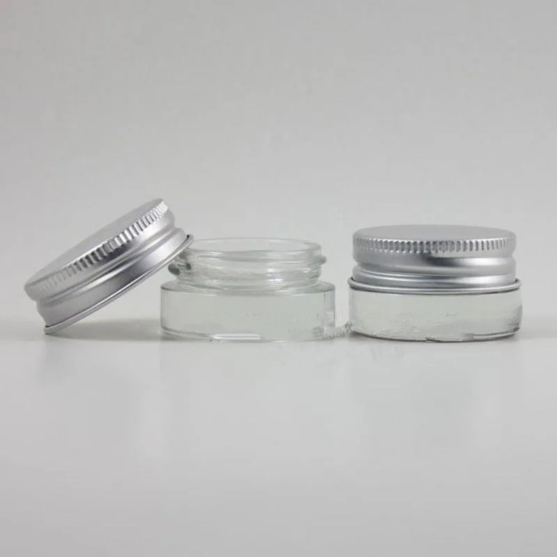 5g Clear Frosted Glass Cream Jar With Silver Aluminum Lid Ideal For ...