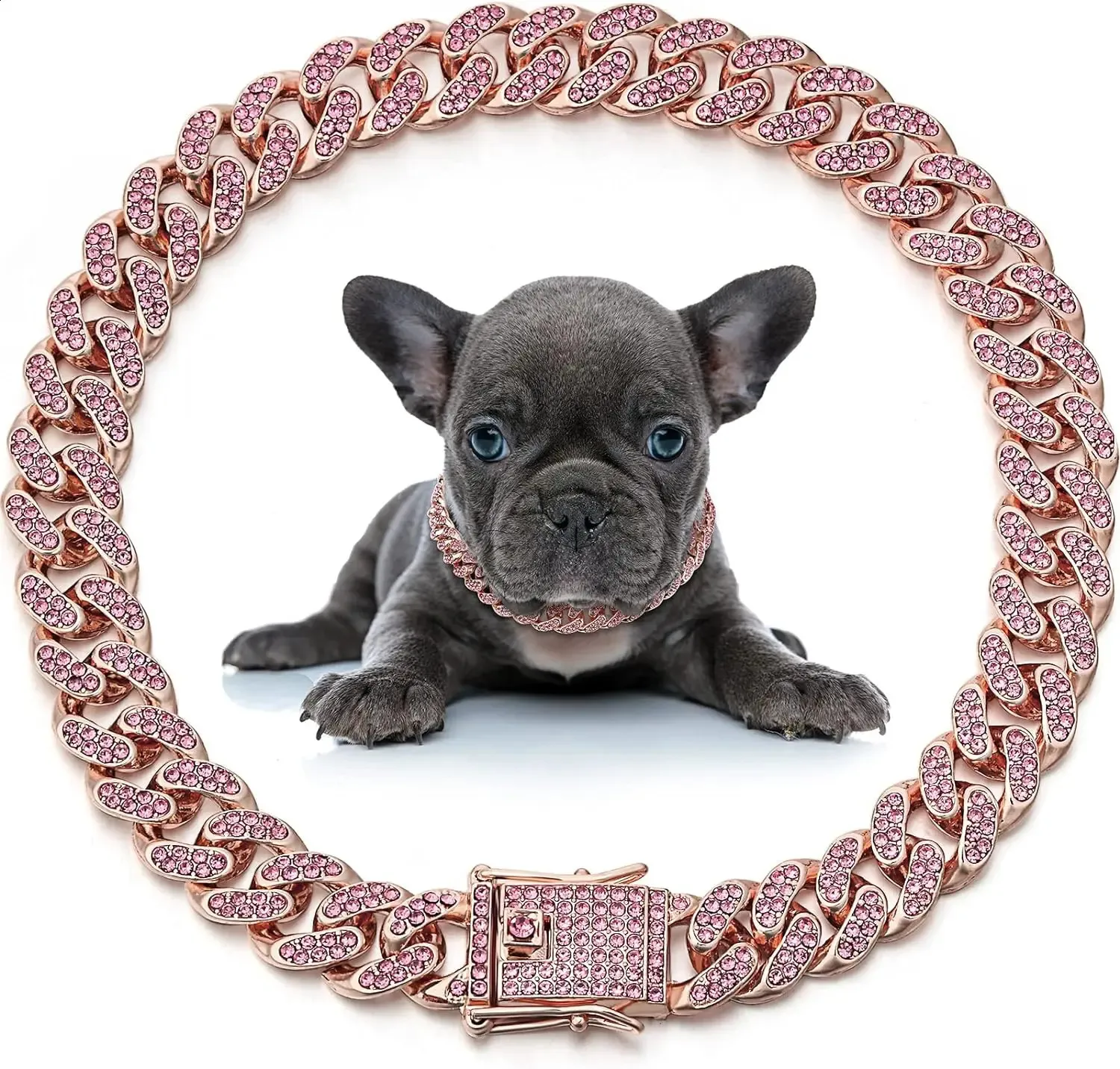 Dog Chain Collar Metal Diamond Cuban Link Necklace for Dogs and Cats ...