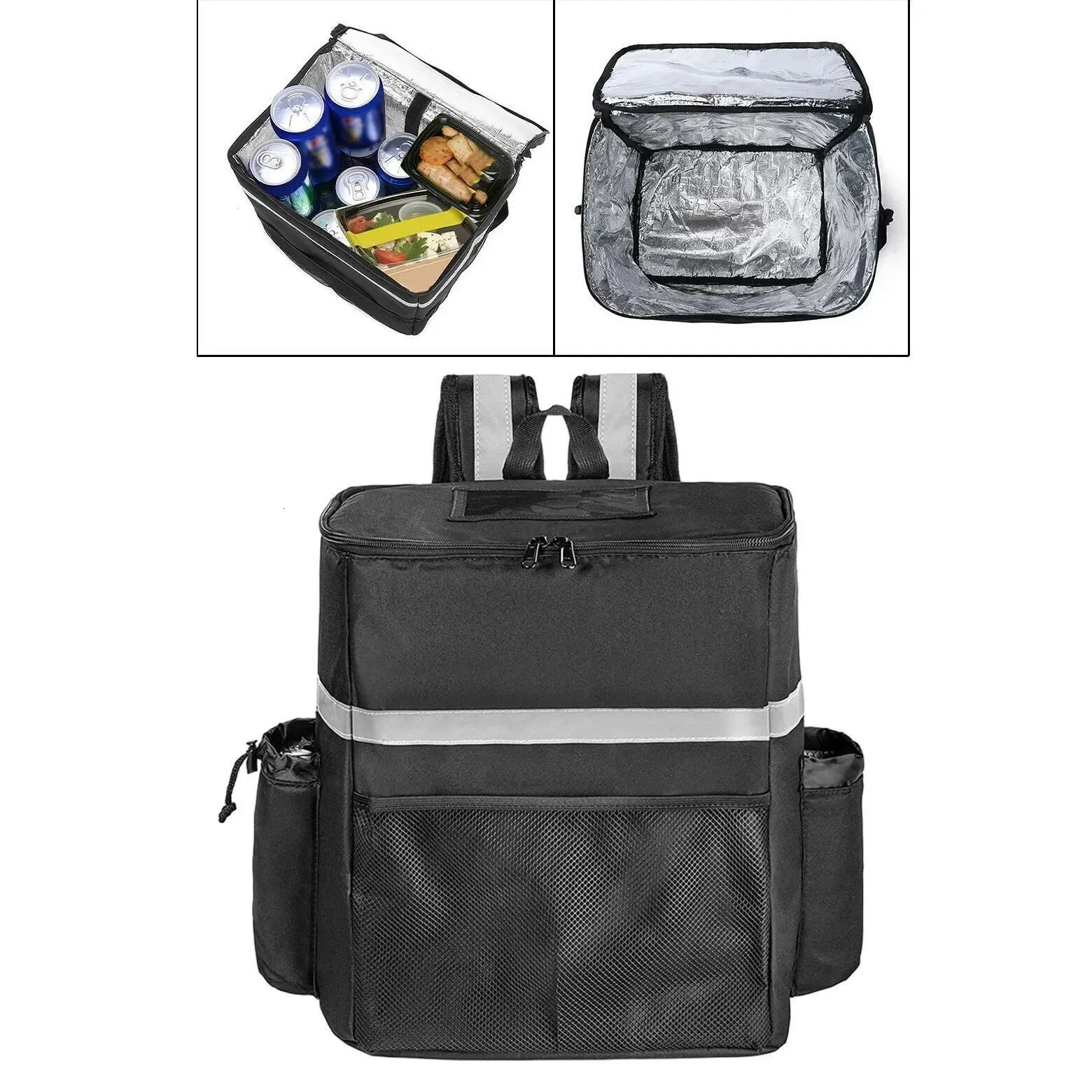 Reflective Insulated Food Delivery Backpack: Heavy Duty Cooler Bag with ...