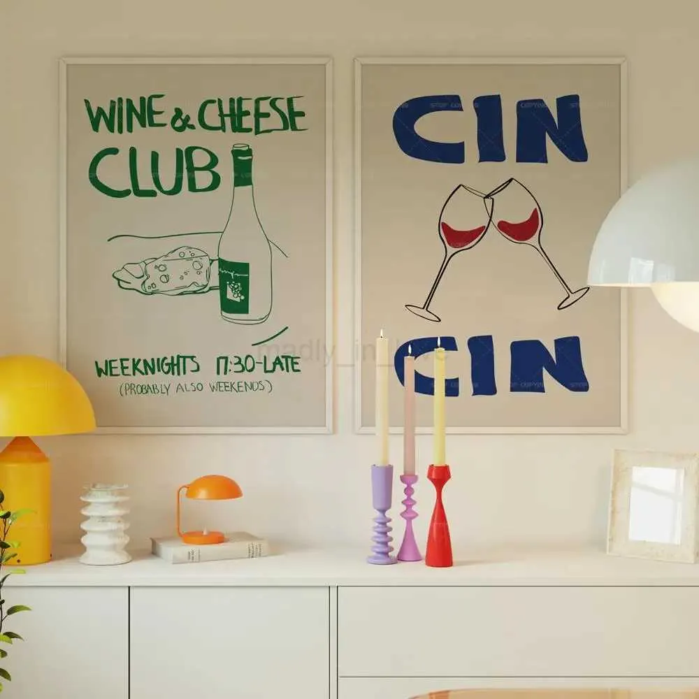Vintage Wine & Cheese Canvas Wall Art: Modern Kitchen & Dining Room ...