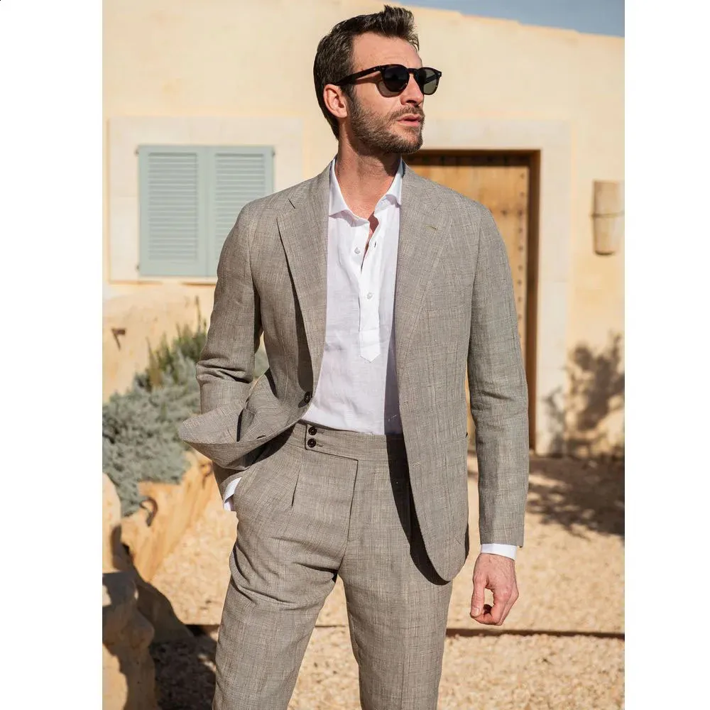 240713 Mens Linen Suit Set Summer Business Casual... From Lu02, $71.45 ...