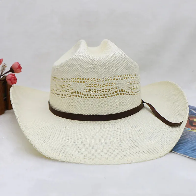 Western Cowboy Hat - Stiff Brim Straw Hat for Summer Sun Protection ...