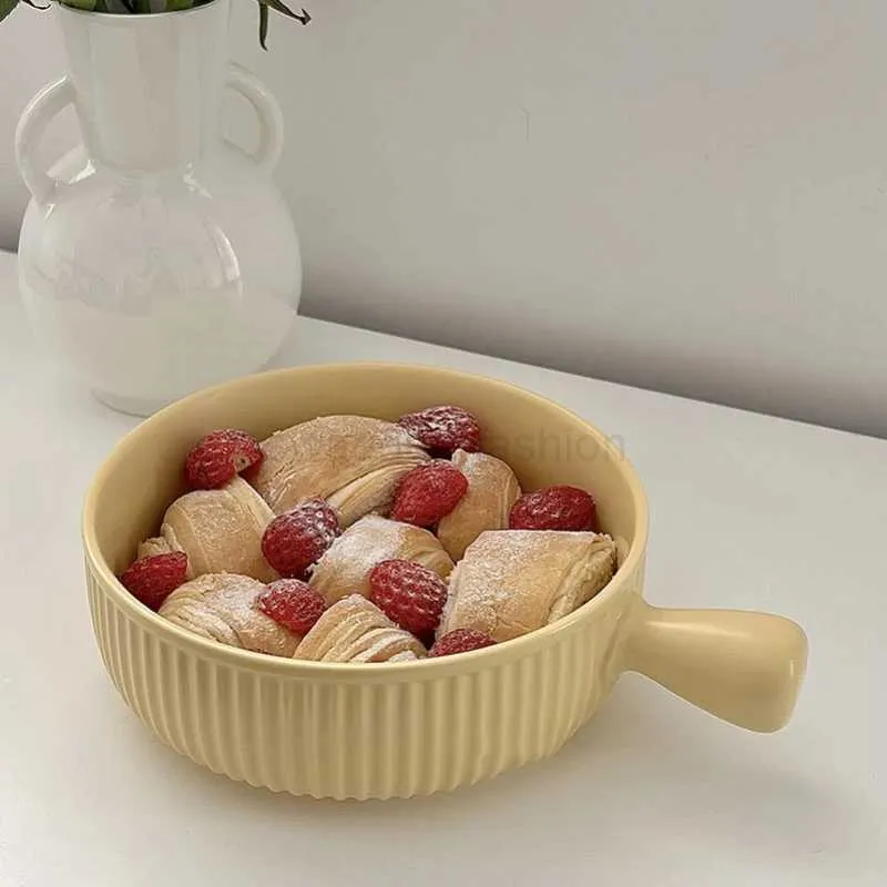 Korean Style Ceramic Bowl with Handle: Microwavable Food Container ...