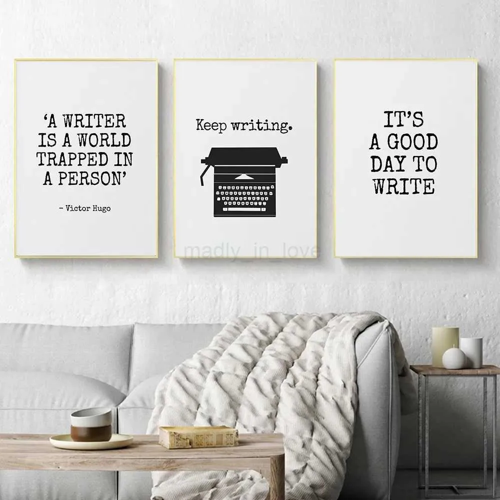 Typewriter Canvas Art Print Black And White Writer Gift, Office Wall ...