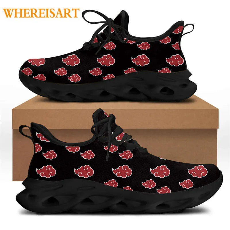 Logo Cool Akatsuki Pattern Anime WHEREISART Red Mens Sneaker 2021 ...