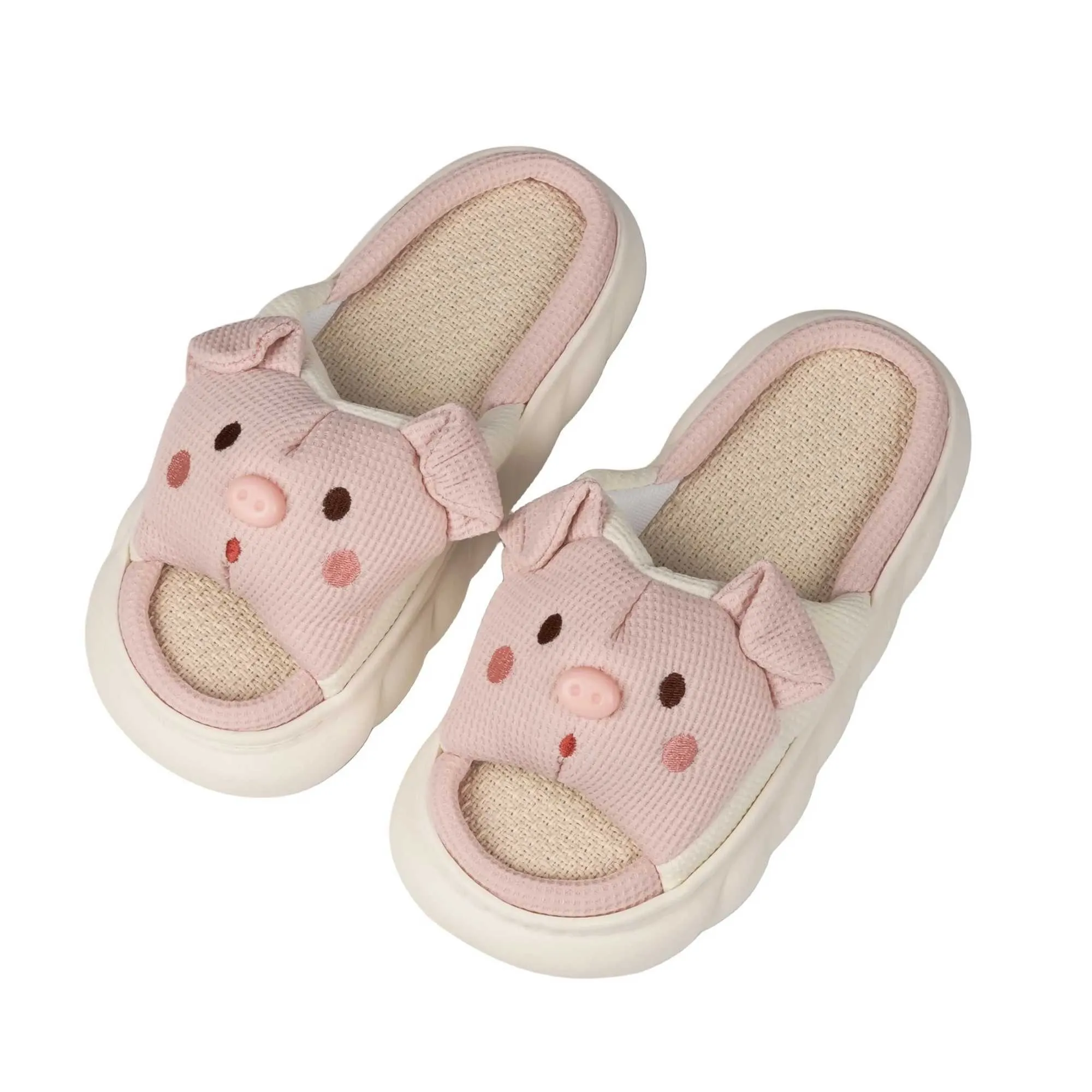 Kawaii Cartoon Pink Pig House Cute Slippers For Women For Women Casual ...