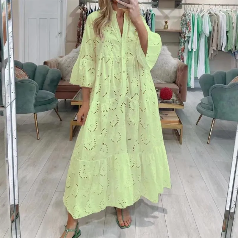 DHgate.com:Elegant Cotton Maxi Dress - Women's Long A-Line Robe with ...