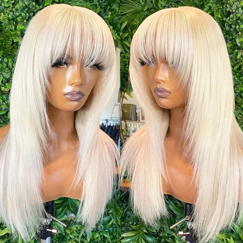 180density Silky Straight Human Hair Wigs With Bang... From ...