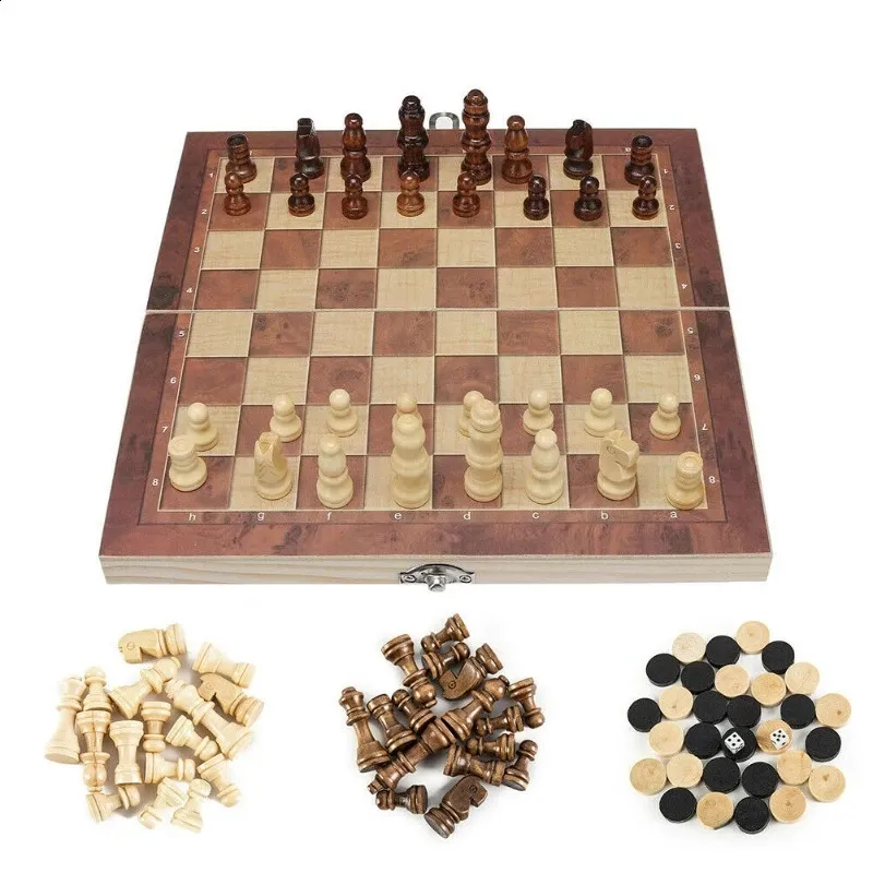 Foldable Chess Set 5 Sizes Wooden International Chess, Backgammon ...