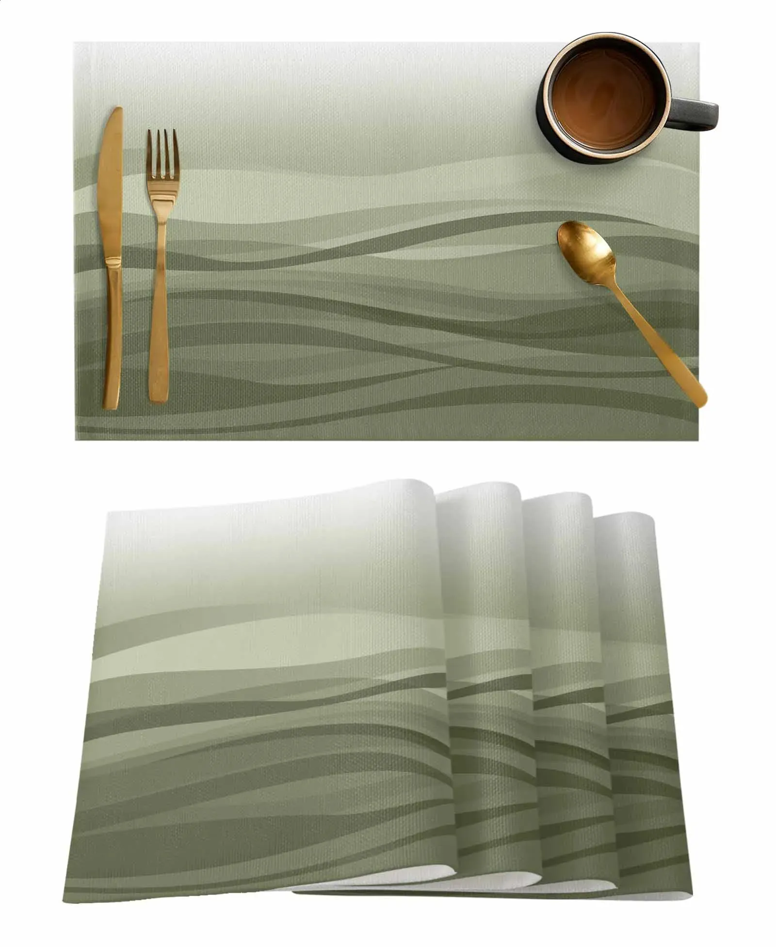 Sage Green Gradient Water Ripple Placemats Set Of 4/6 Desktop ...