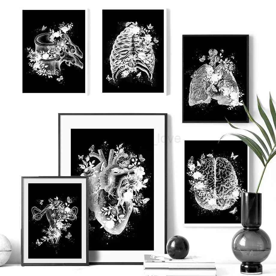 Anatomy Skeleton Canvas Wall Art: Nordic Style Poster For Doctor Office ...