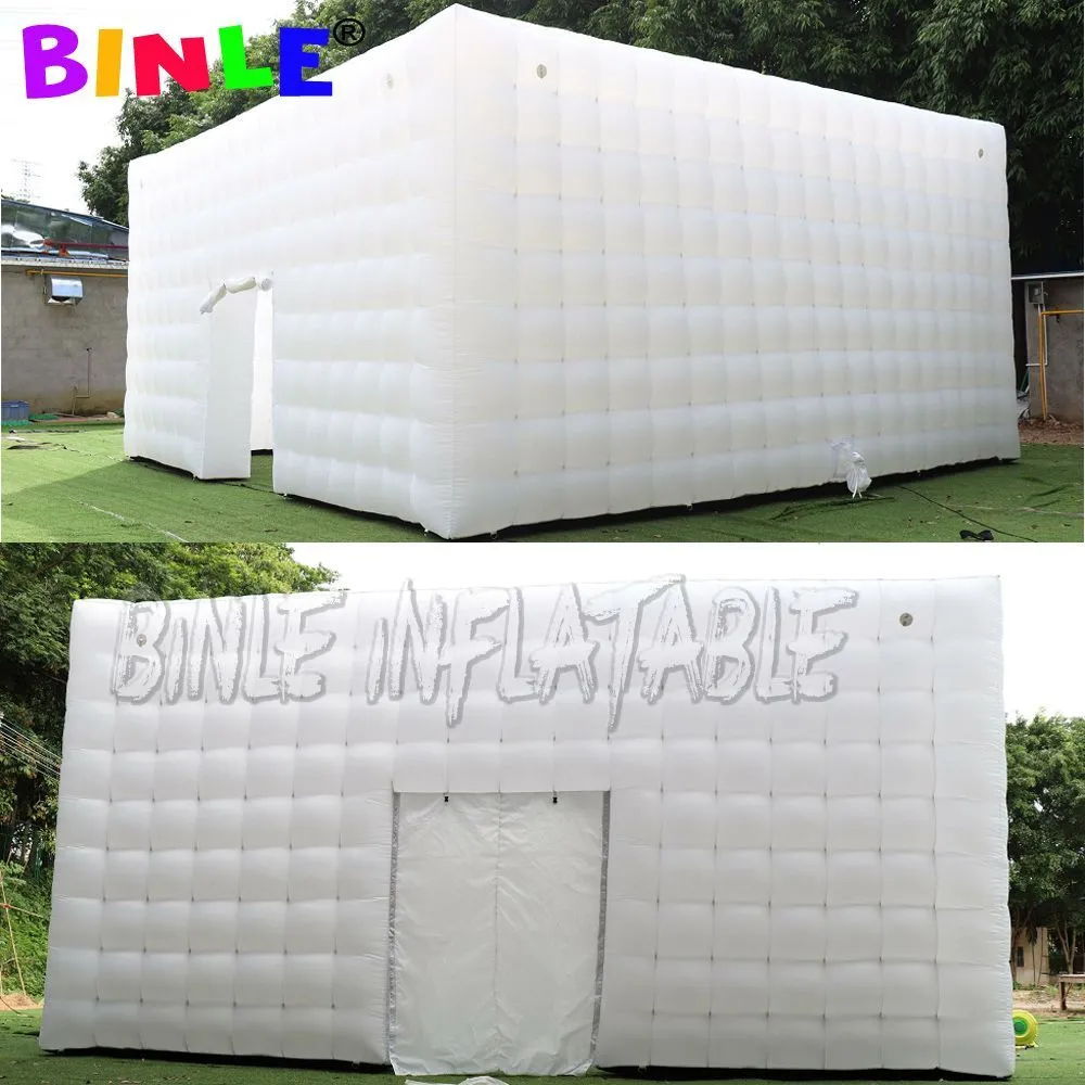 Large White Inflatable Cube Inflatable Party Tent With LED Lights For ...